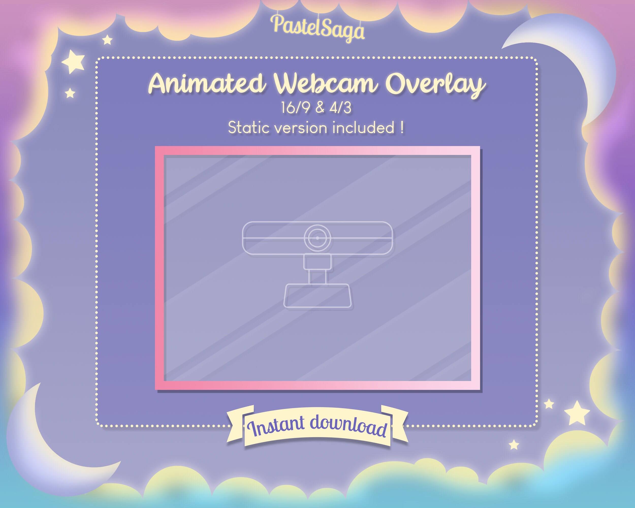 Animated Pink Webcam Overlay 16/9&4/3 Twitch Youtube | Etsy