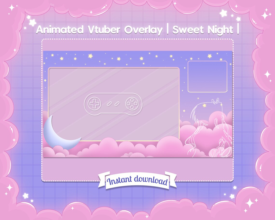 Animated "sweet Night" Ingame Overlay for Vtuber - Twitch - Youtube ...