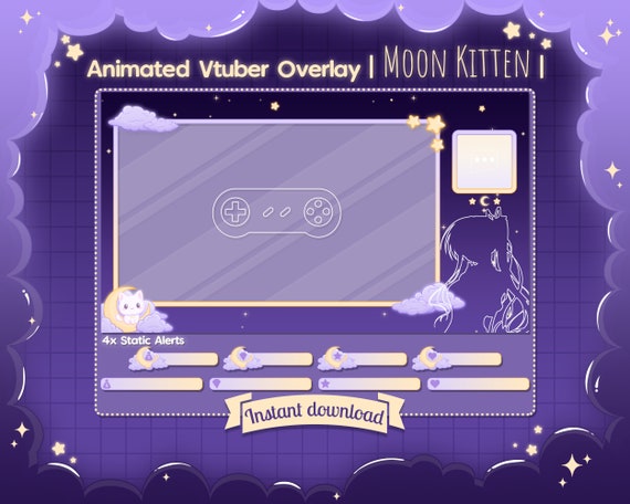 Animated moon Kitten Ingame Overlay for Vtuber - Etsy