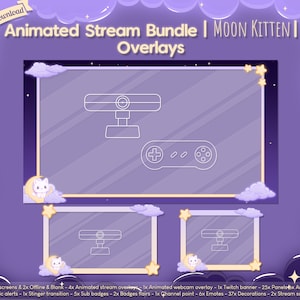 Animated "moon Kitten" Complete Stream Bundle - Twitch - Youtube - Overlay Pack - Cat - Kitty ...