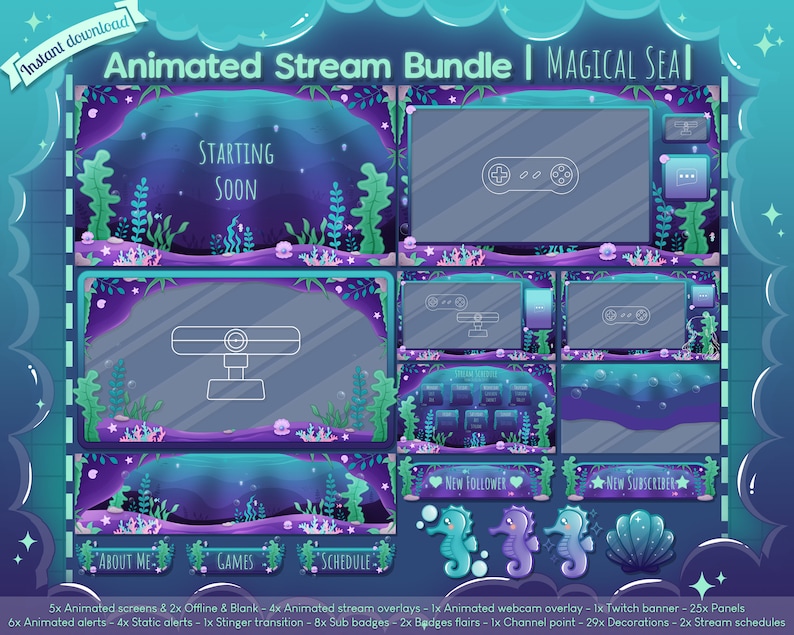 Animated "magical Sea" Complete Stream Bundle - Twitch - Youtube ...