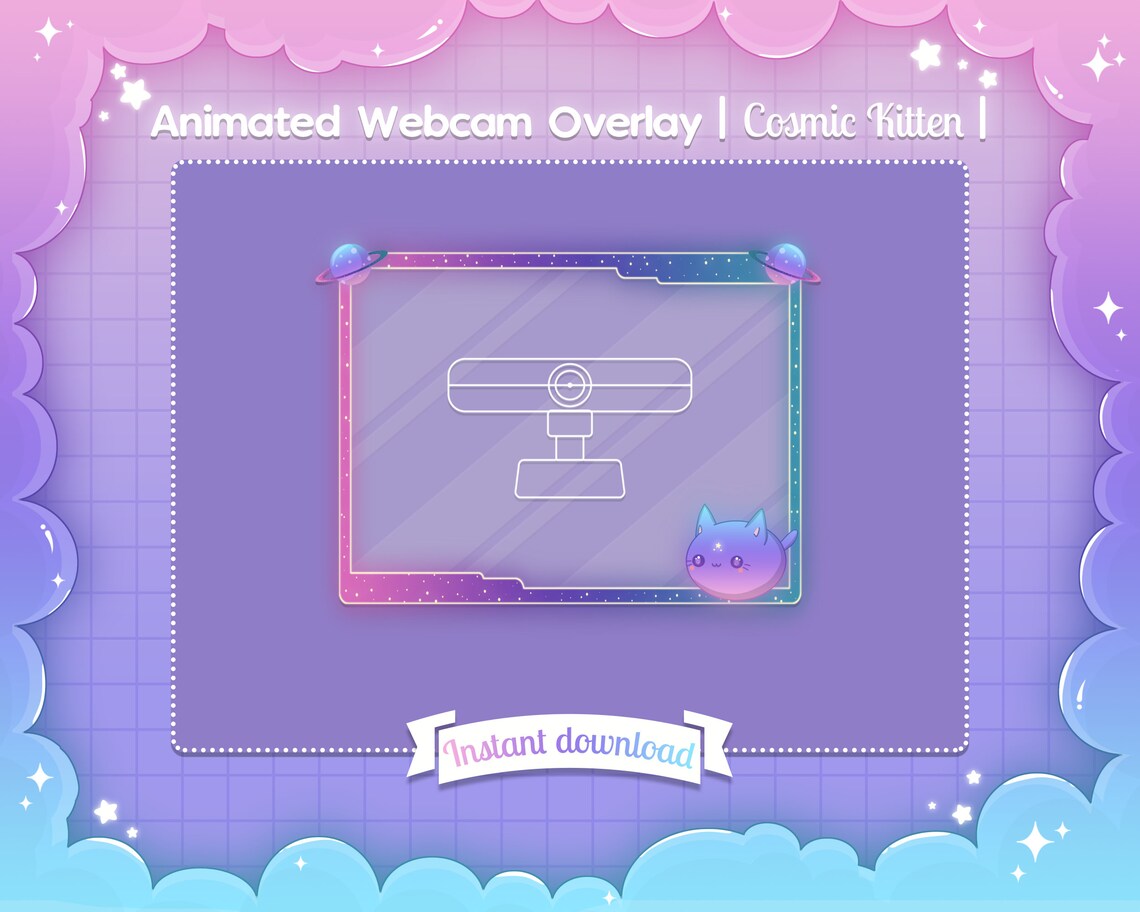 Animated Webcam Overlay cosmic Kitten 16/9 & 4/3 - Etsy