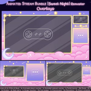 Animated "sweet Night” Stream Package - Twitch and Kick Stream Overlays ...