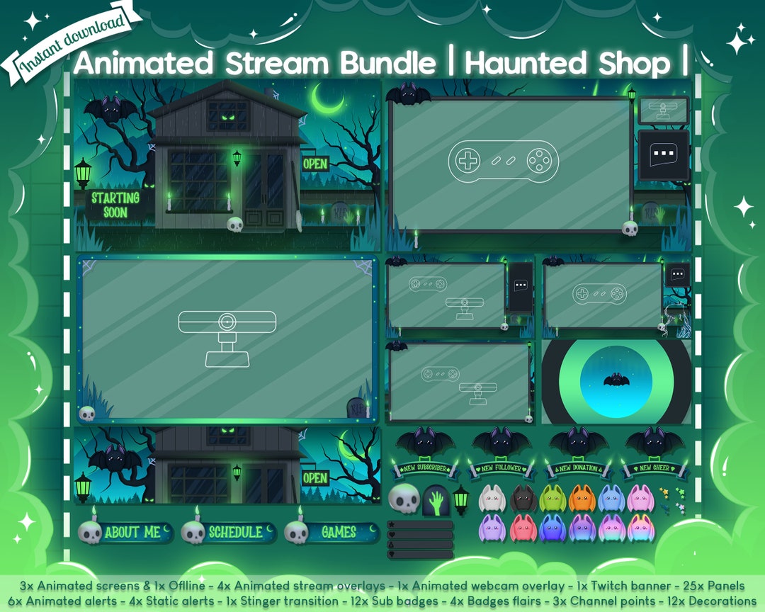 Animated "haunted Shop" Complete Stream Bundle - Overlay - Halloween ...