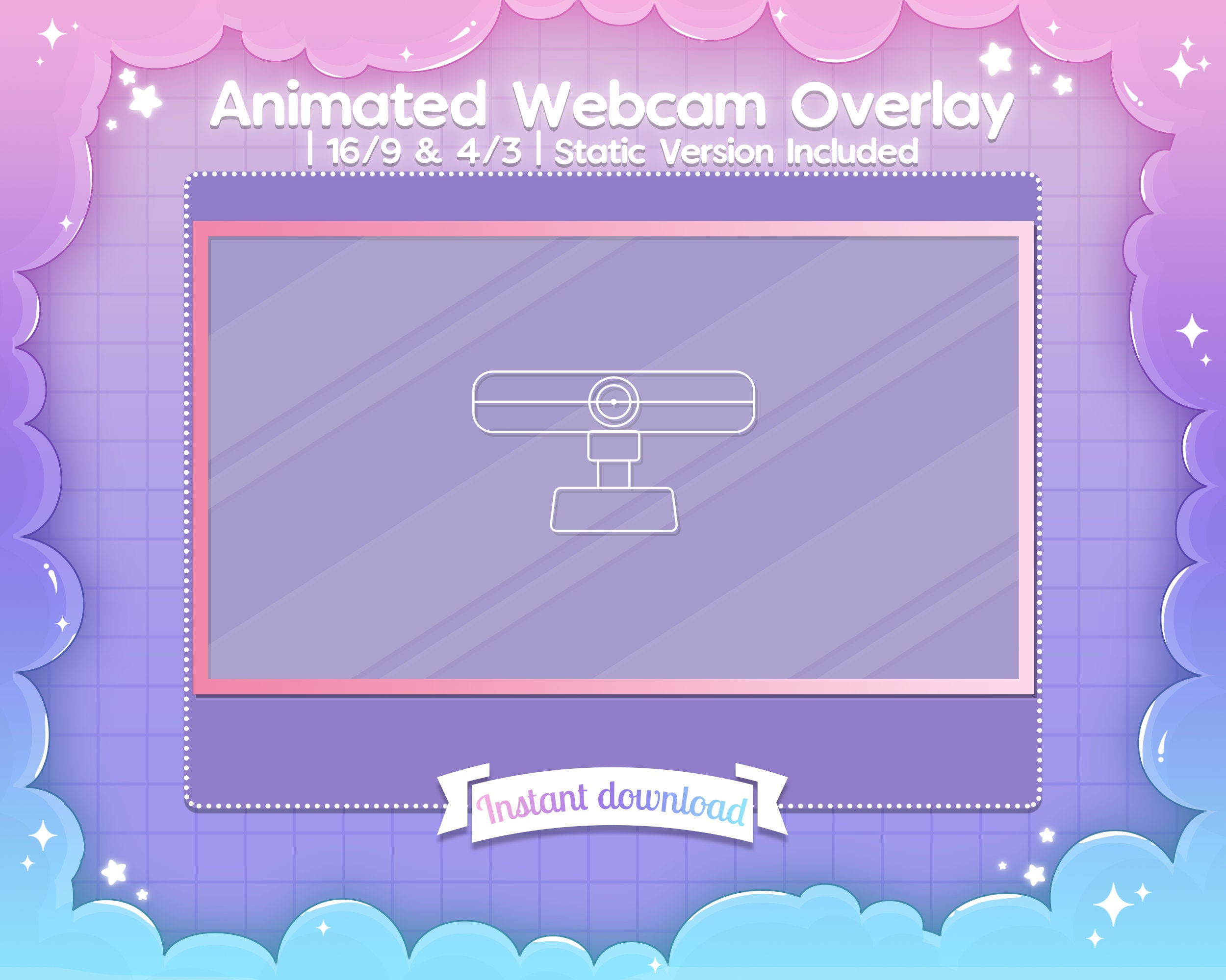 Animated Pink Webcam Overlay 16/9&4/3 Twitch Youtube | Etsy