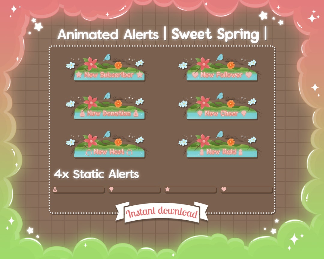 Animated "sweet Spring" Alerts - Twitch - Stream - Branch - Flower ...