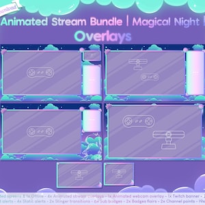 Animated "magical Night" Complete Stream Bundle - Twitch - Overlay ...