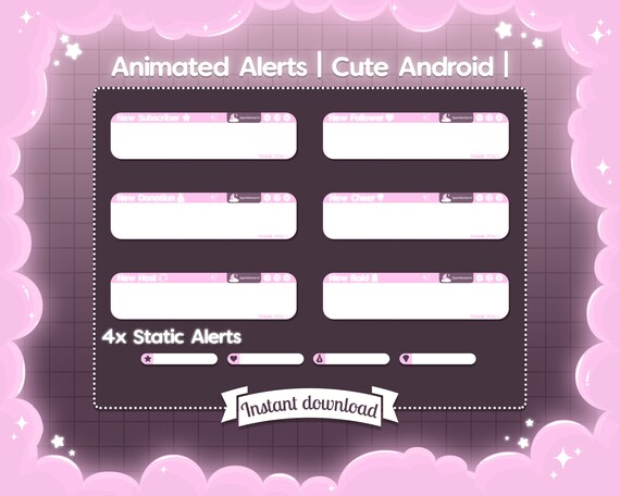 Animated cute Android Alerts Twitch Youtube | Etsy