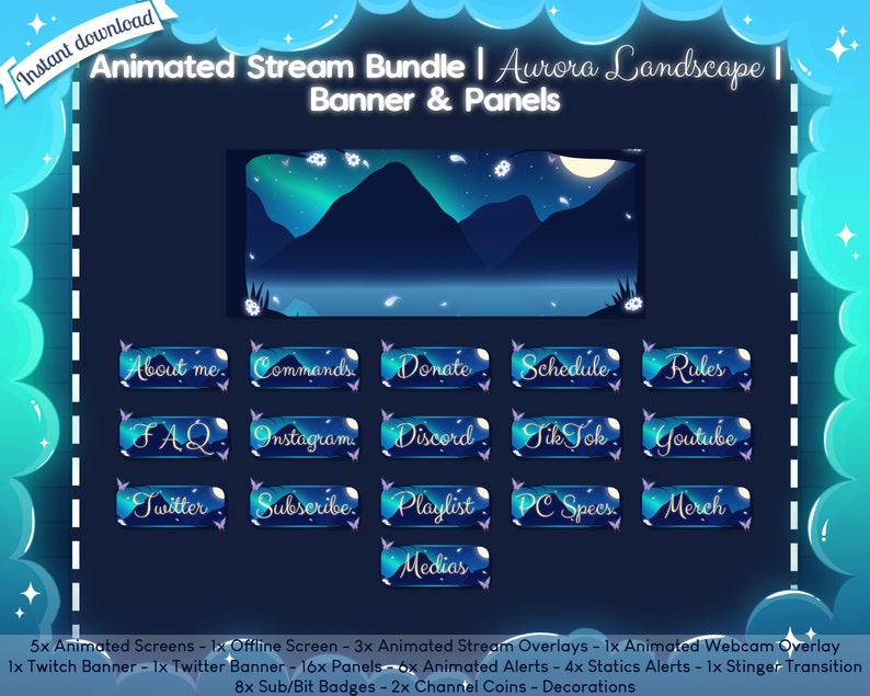 Animated aurora Complete Stream Bundle Twitch - Etsy