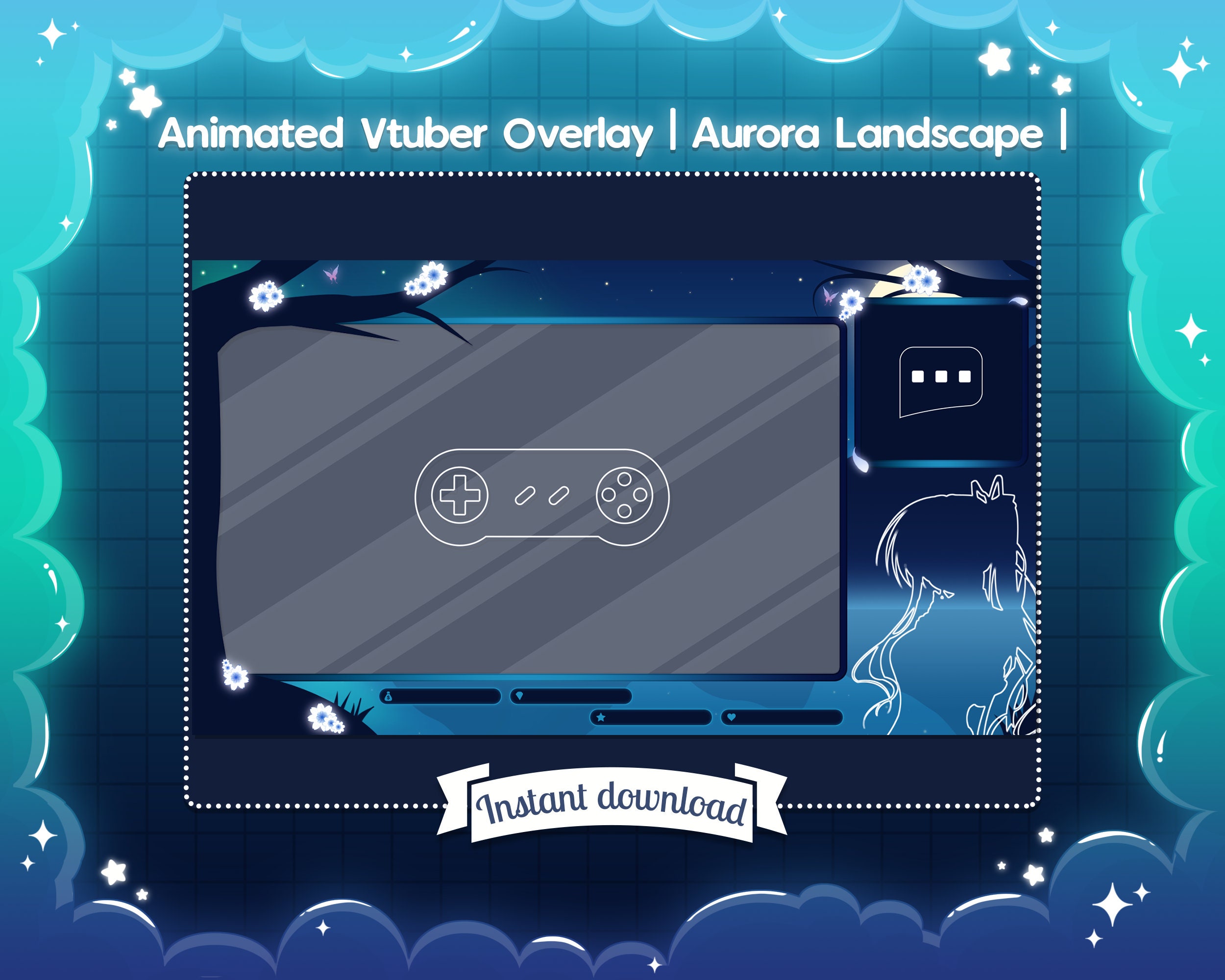 Animated aurora Landscape Ingame Overlay for | Etsy