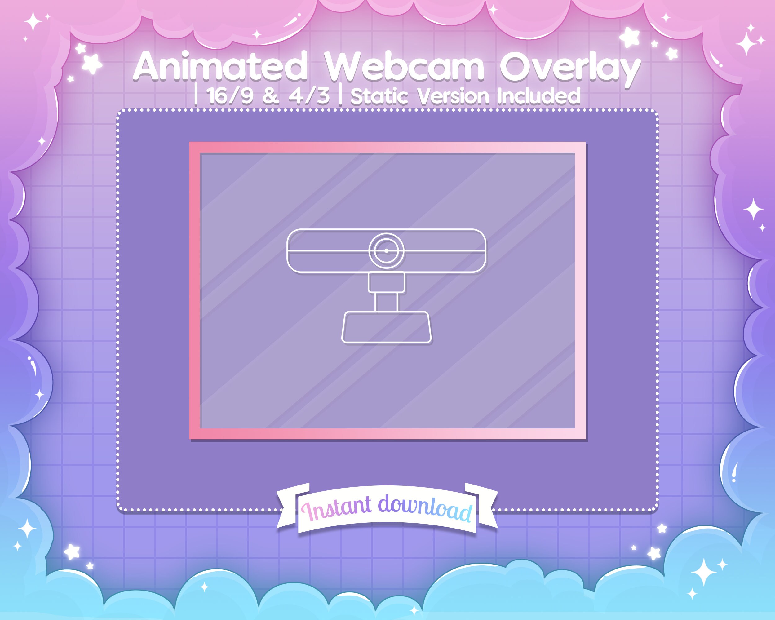 Animated Pink Webcam Overlay 16/9&4/3 Twitch Youtube | Etsy