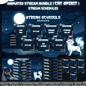 Paquete de transmisión completo animado "Cat Spirit" - Twitch - Lindo ...