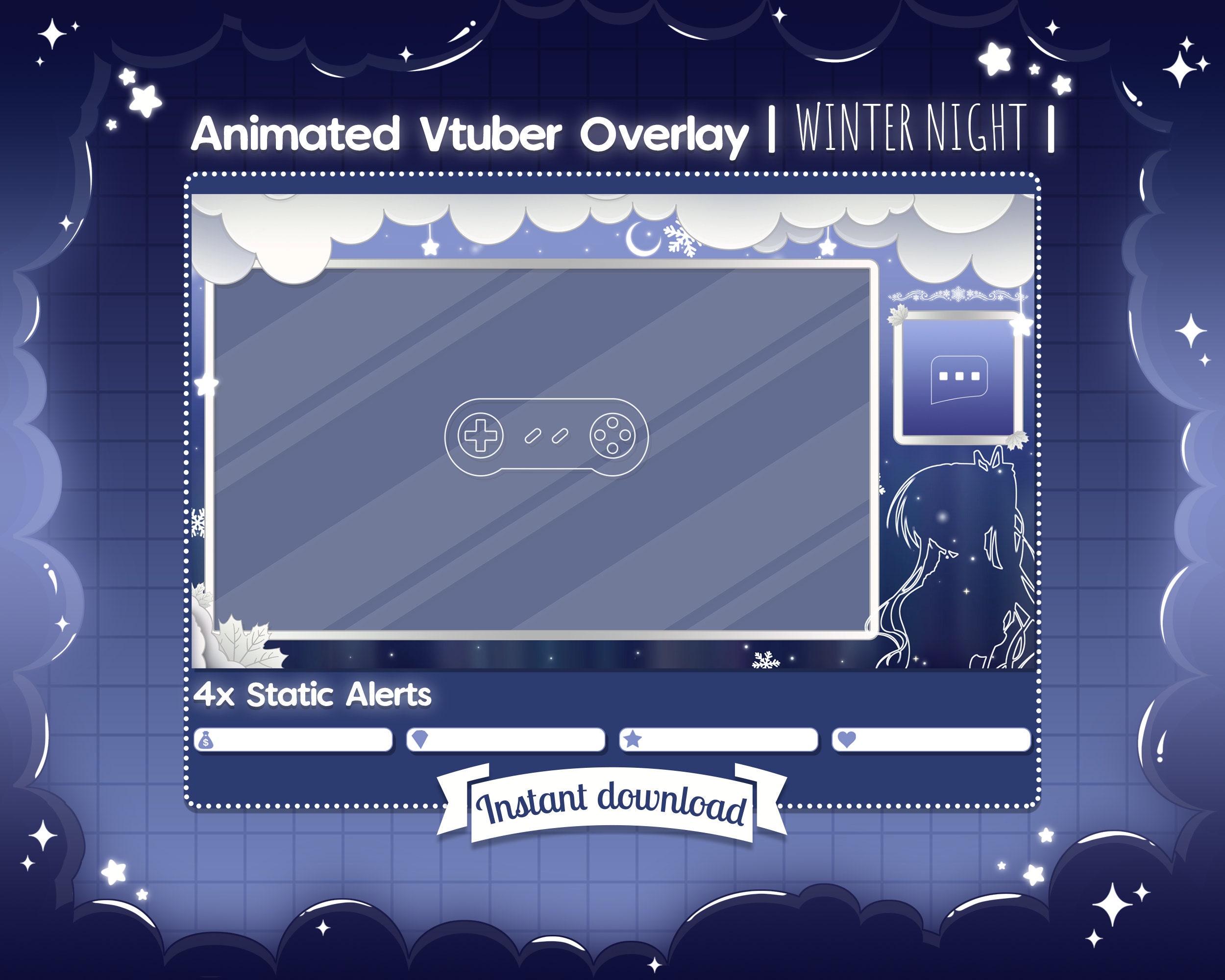Animated winter Night Vtuber Overlay Twitch - Etsy Canada