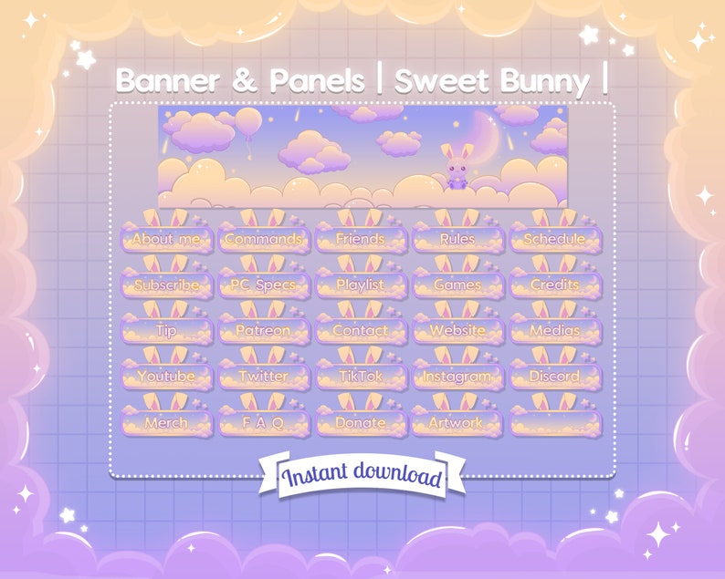 Twitch sweet Bunny 25 Panels & 2 Banners Stream - Etsy