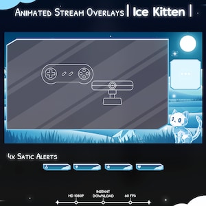 Animated "ice Kitten" Twitch Overlay Stream Pack - Youtube - Winter ...