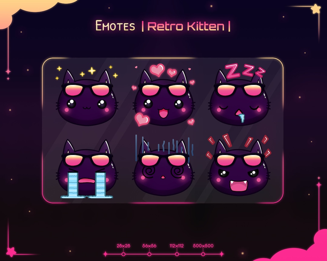 Emotes "retro Kitten" - Twitch - Discord - Youtube - Stream - Tiktok ...