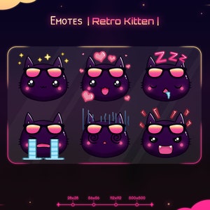 Emotes "retro Kitten" - Twitch - Discord - Youtube - Stream - Tiktok ...