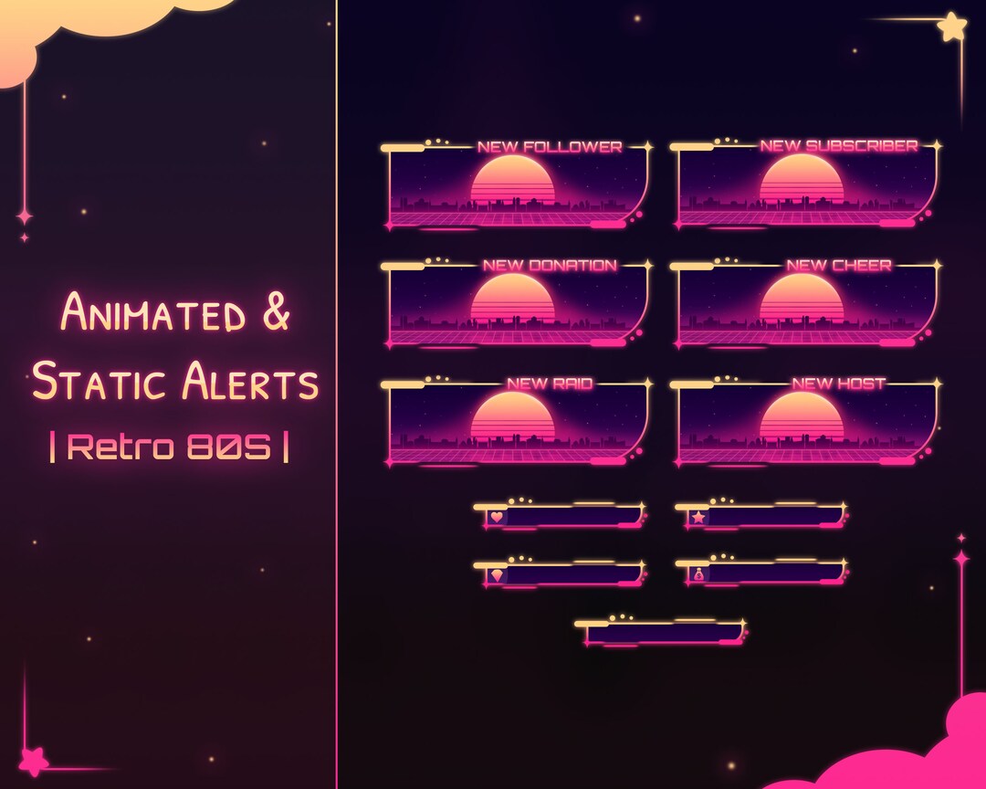 Animated "retro 80s" Alerts Pack - Twitch - Youtube - Stream Widget ...