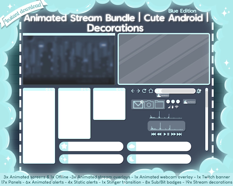 Animated cute Android Blue Edition Complete - Etsy