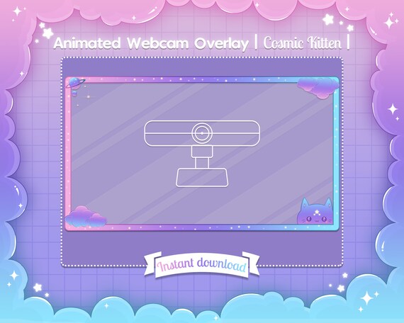 Animated cosmic Kitten Webcam Overlay V2 16/9 & - Etsy