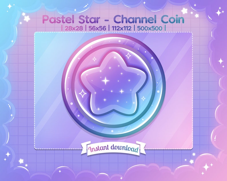 Channel Point "pastel Star" Coin - Emote - Stream - Twitch - Discord ...