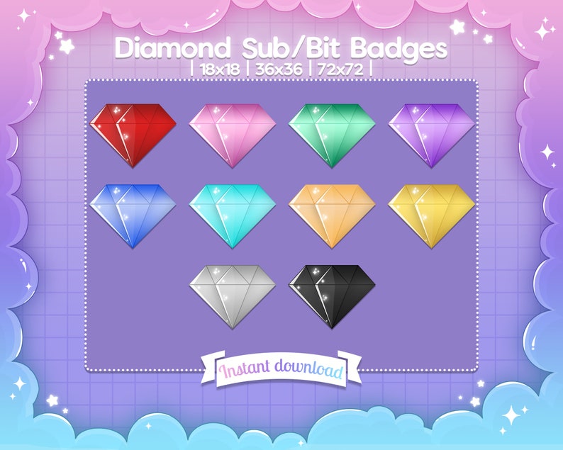 Sub/bit Badges diamond Twitch Discord Stream - Etsy