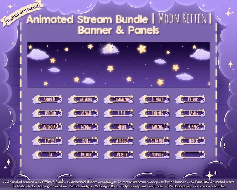 Animated moon Kitten Complete Stream Bundle - Etsy