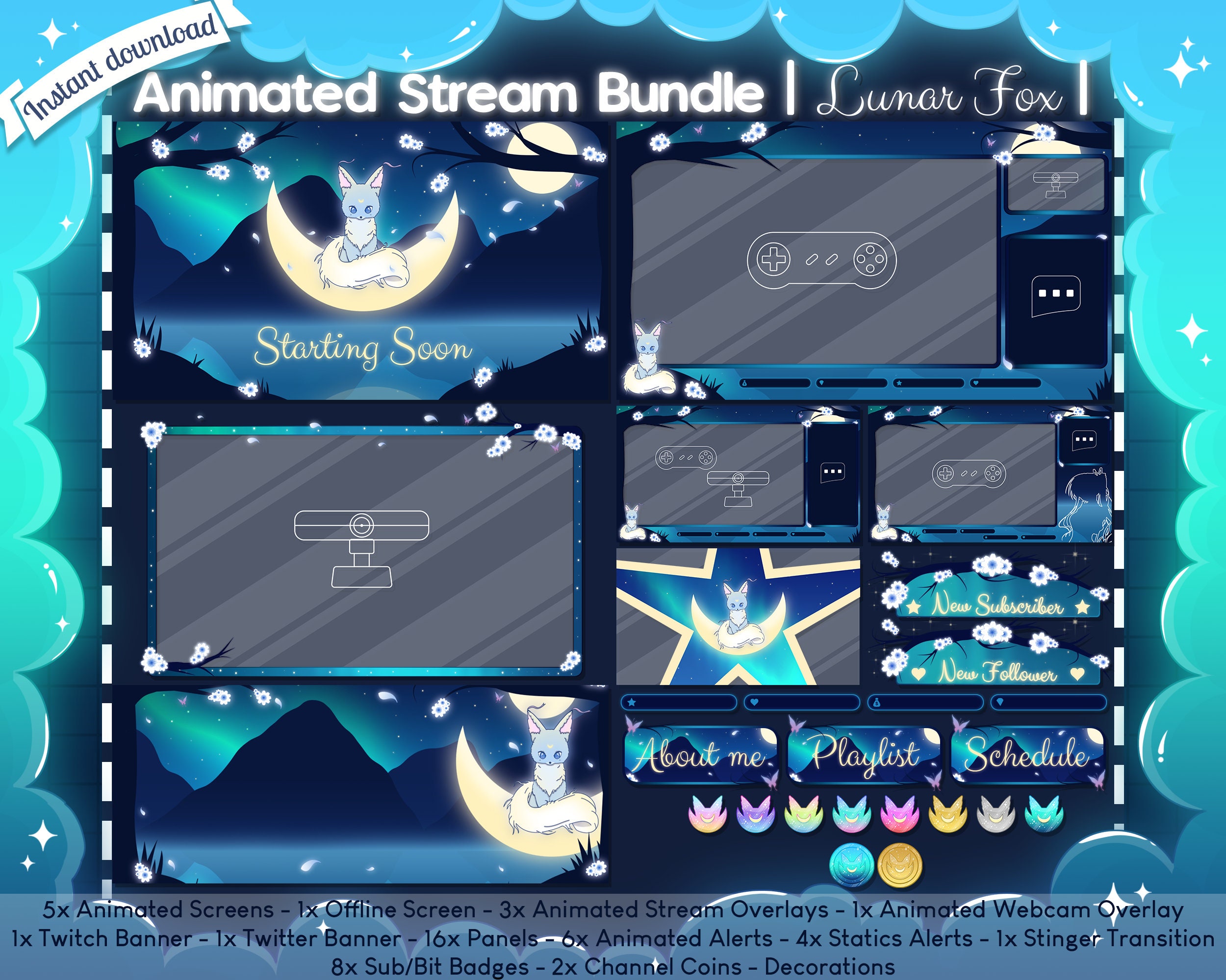 Twitch Stream Overlays Flowers Glowing Animated Screen Drawing ...