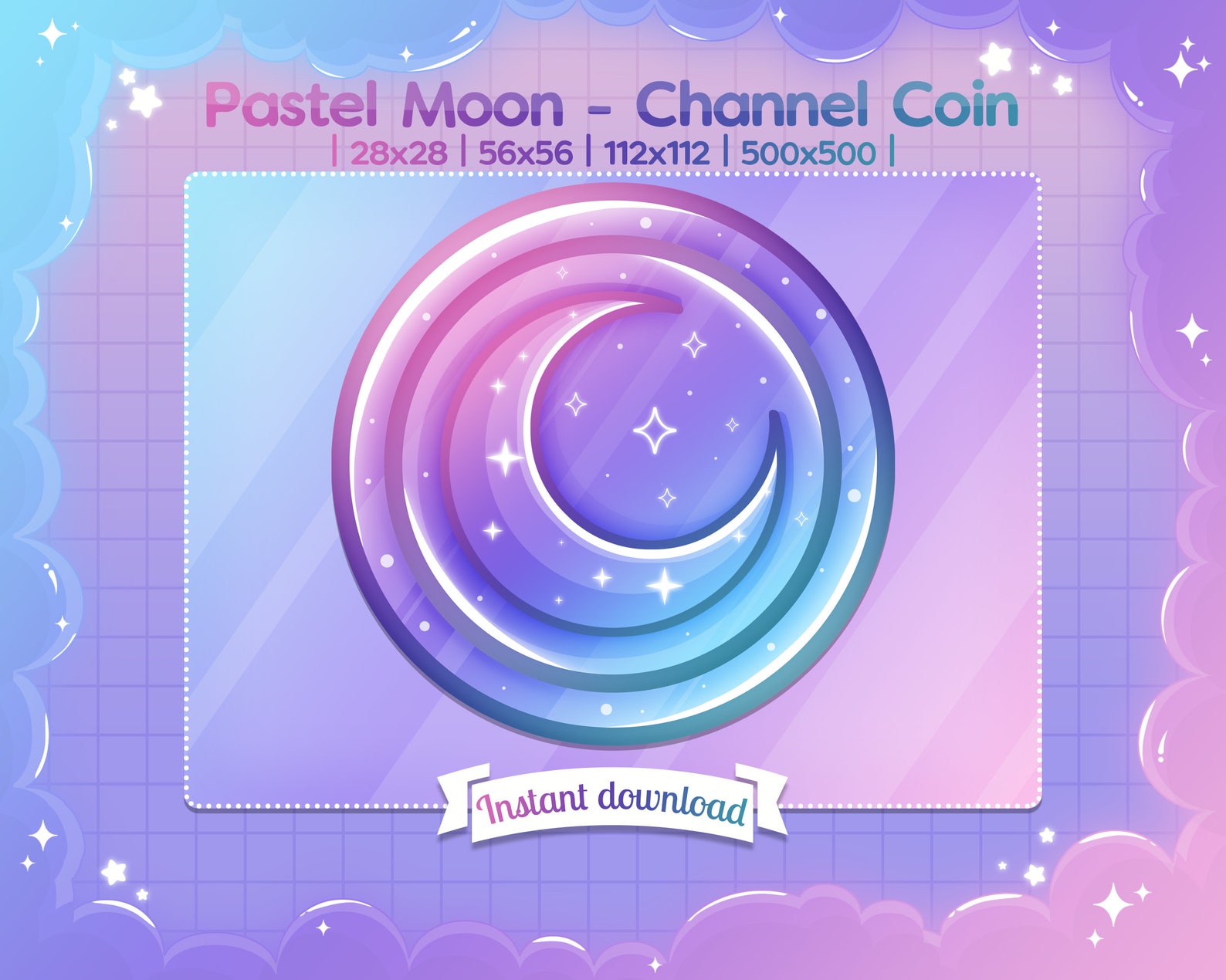 Channel Point pastel Moon Coin Emote Stream Twitch Discord Youtube ...