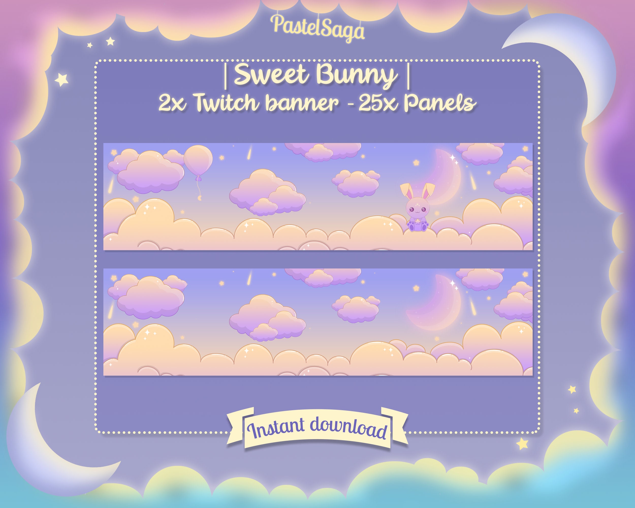 Twitch Sweet Bunny 25 Panels & 2 Banners Stream | Etsy