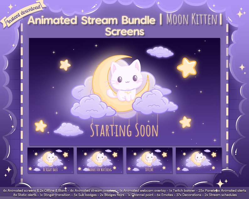 Animated moon Kitten Complete Stream Bundle - Etsy