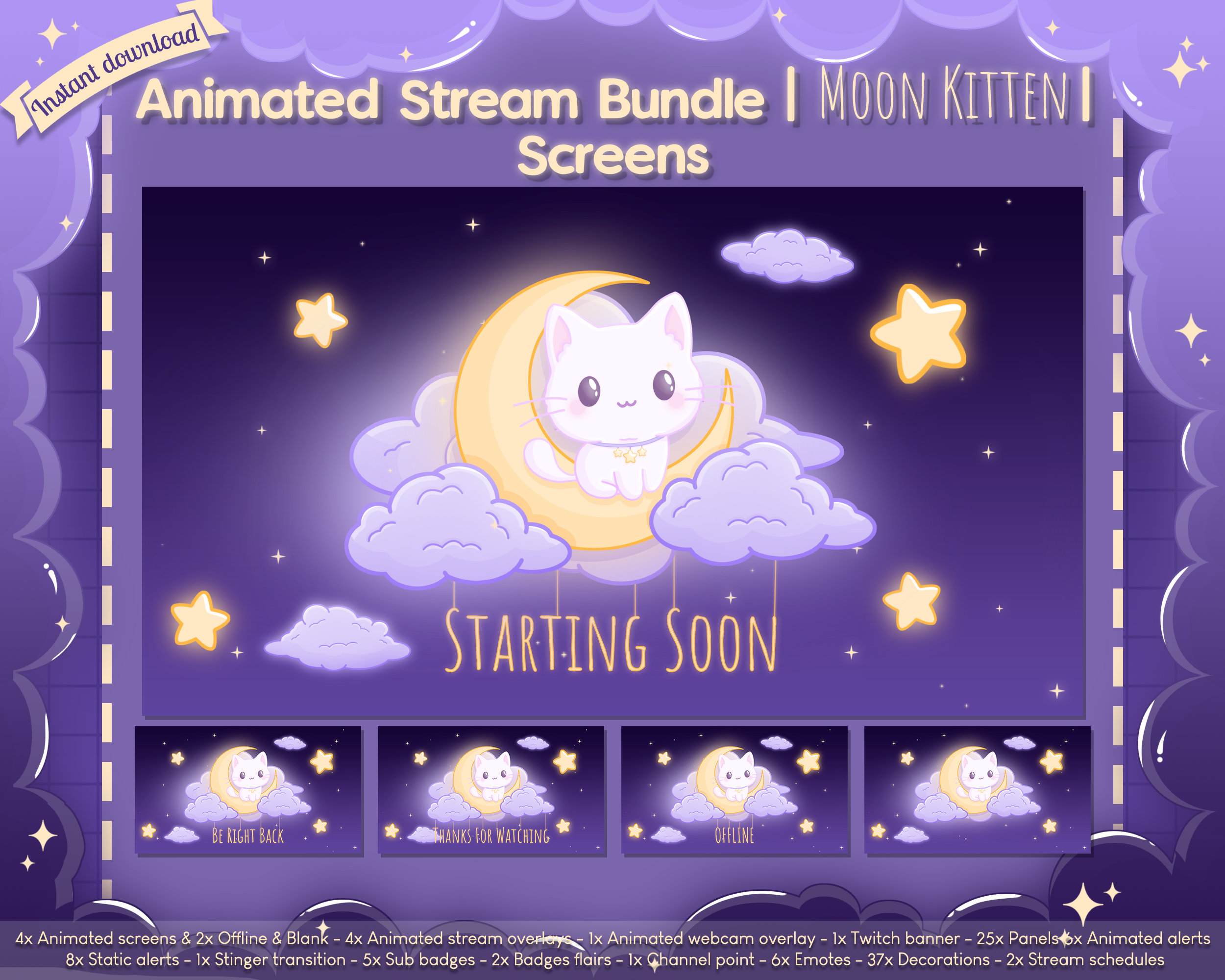 Animated moon Kitten Complete Stream Bundle - Etsy UK
