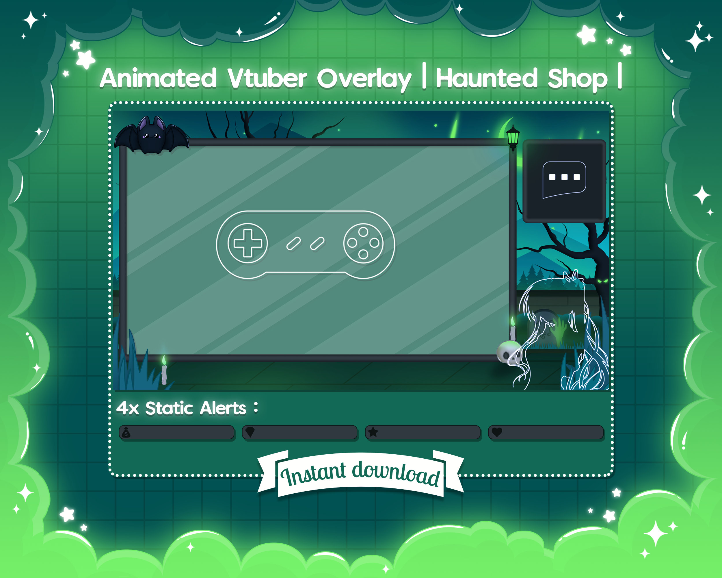 Animated haunted Shop Vtuber Overlay Twitch - Etsy Canada