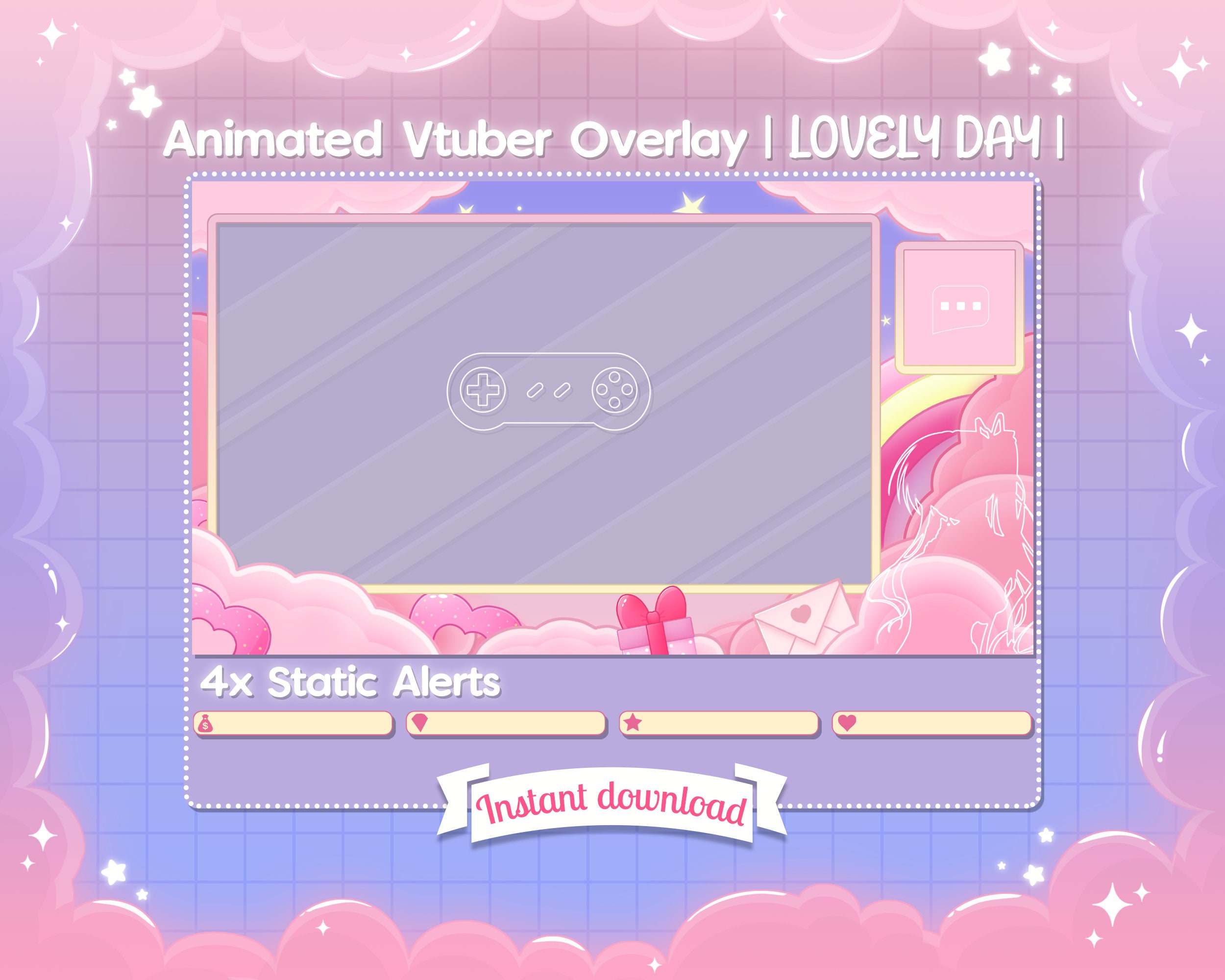 Animated lovely Day Vtuber Overlay Twitch - Etsy