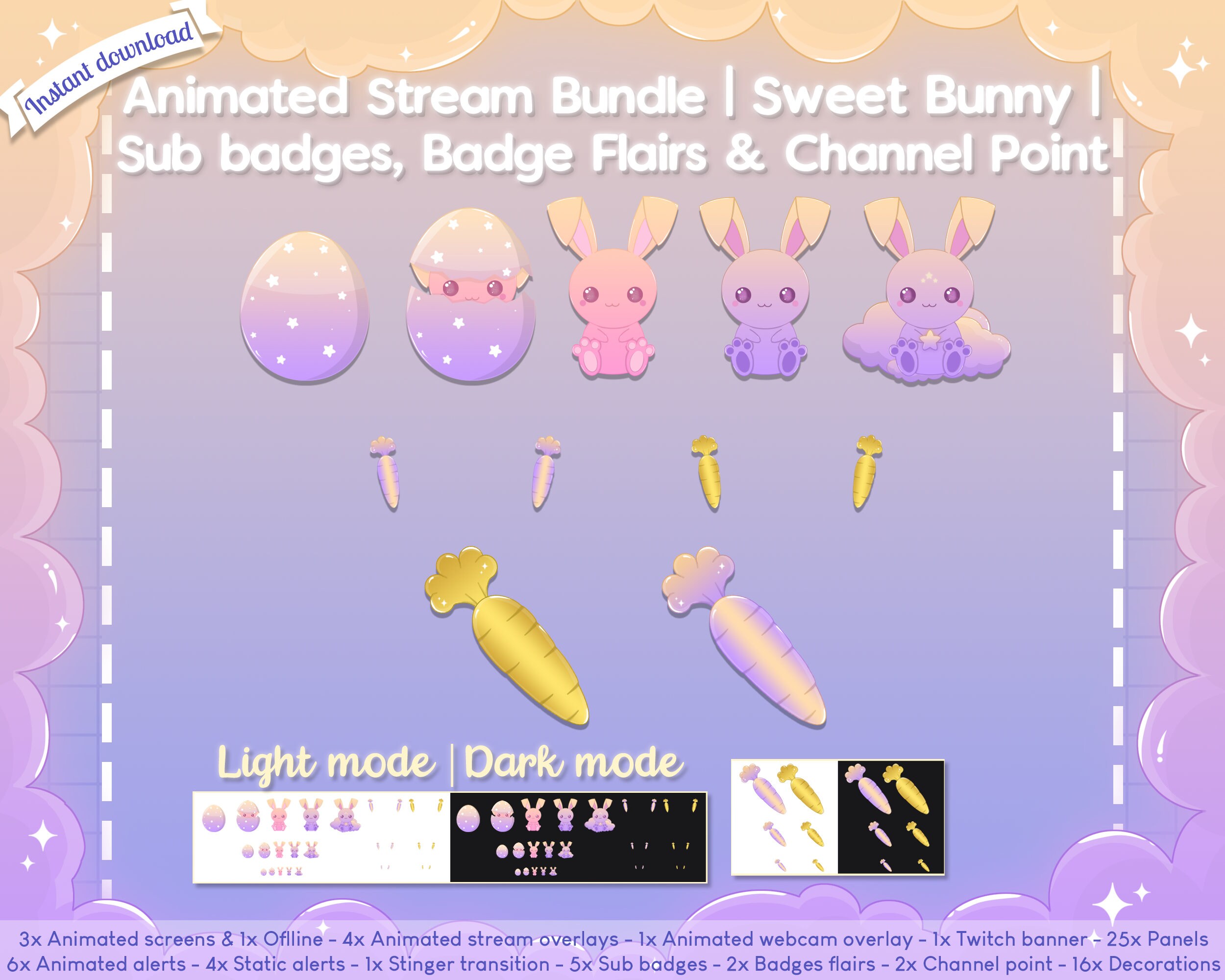 Animated sweet Bunny Complete Stream Bundle - Etsy