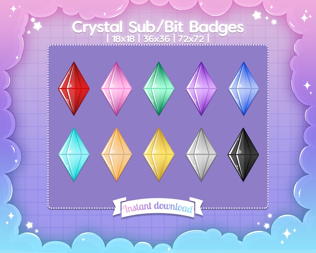 Sub/bit Badges crystal Twitch Discord Streamer Gem Ruby Emerald Diamond ...