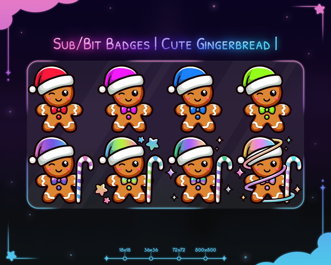 Cute Gingerbread Sub Badges - Twitch - Discord - Stream - Christmas ...