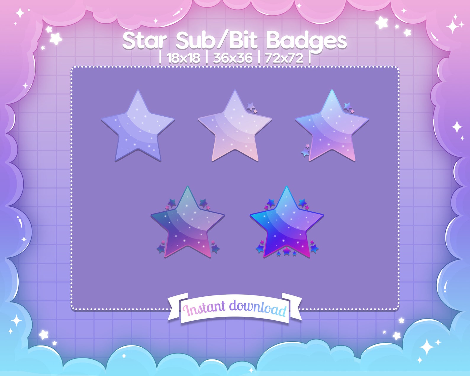 Star Sub Badges Twitch Discord Stream Cloud Pastel | Etsy