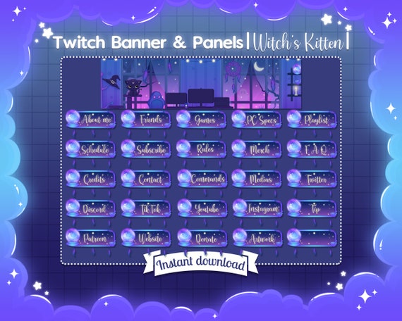 Twitch cute Witch 25 Panels & 1 Banner Halloween | Etsy