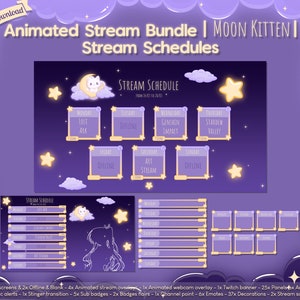 Animated "moon Kitten" Complete Stream Bundle - Twitch - Youtube - Overlay Pack - Cat - Kitty ...