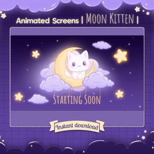 Animated Scene "moon Kitten" - Stream Overlay - Twitch - Youtube - Cat ...
