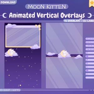 Tiktok Animated Overlay "moon Kitten" - Phone Stream - Vertical - Cat - Neko - Kawaii - Cute ...