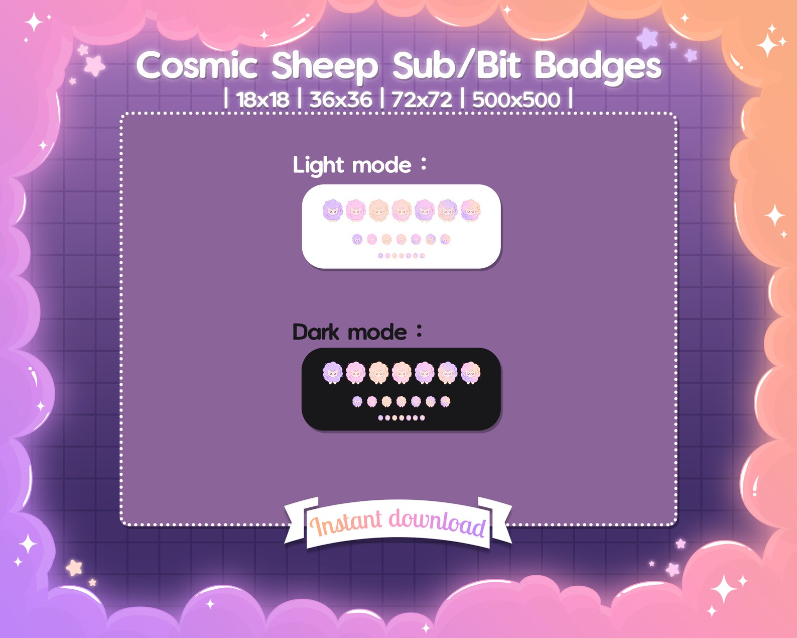 Sub/bit Badges "cosmic Sheep" Twitch - Discord - Stream - Sparkle ...