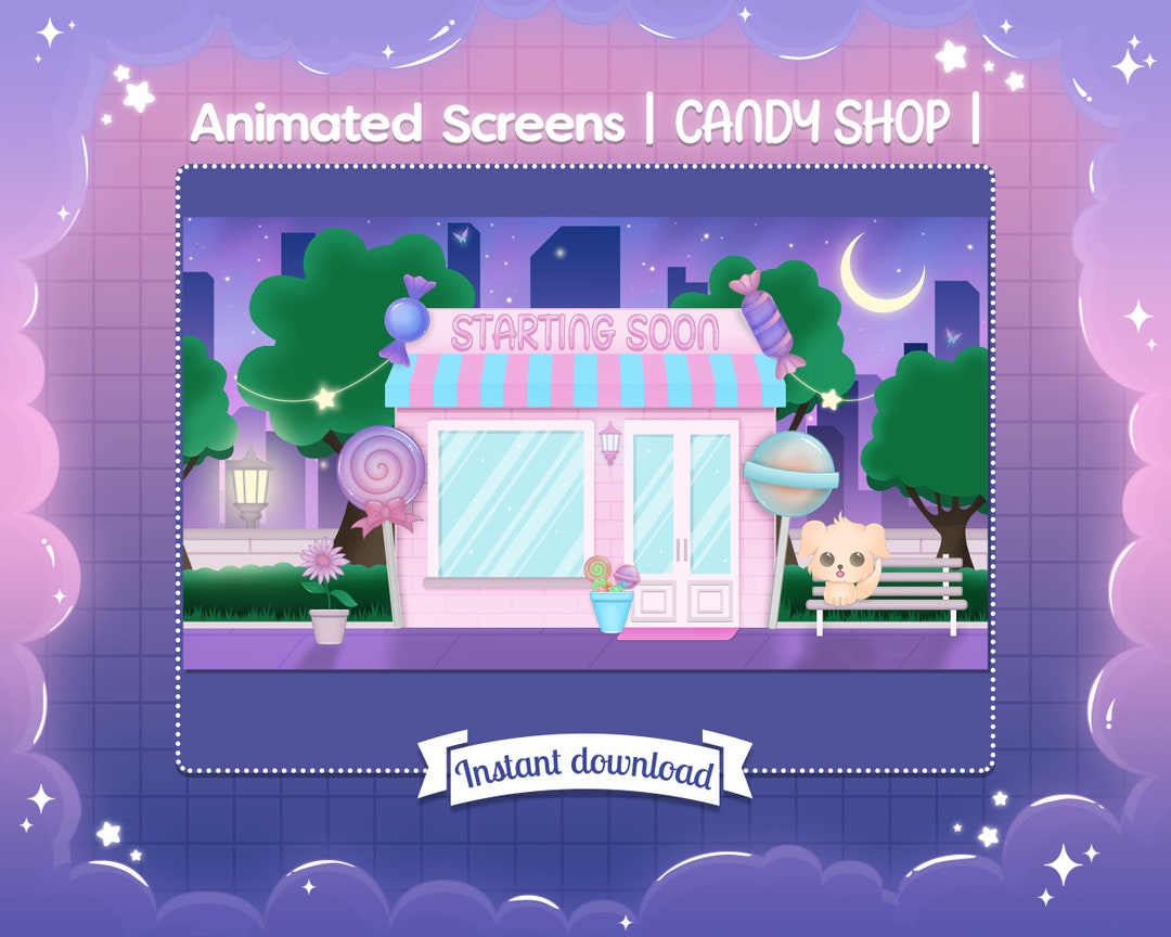 Animated Scene "candy Shop" - Twitch - Overlay - Dog - Puppy - Food ...