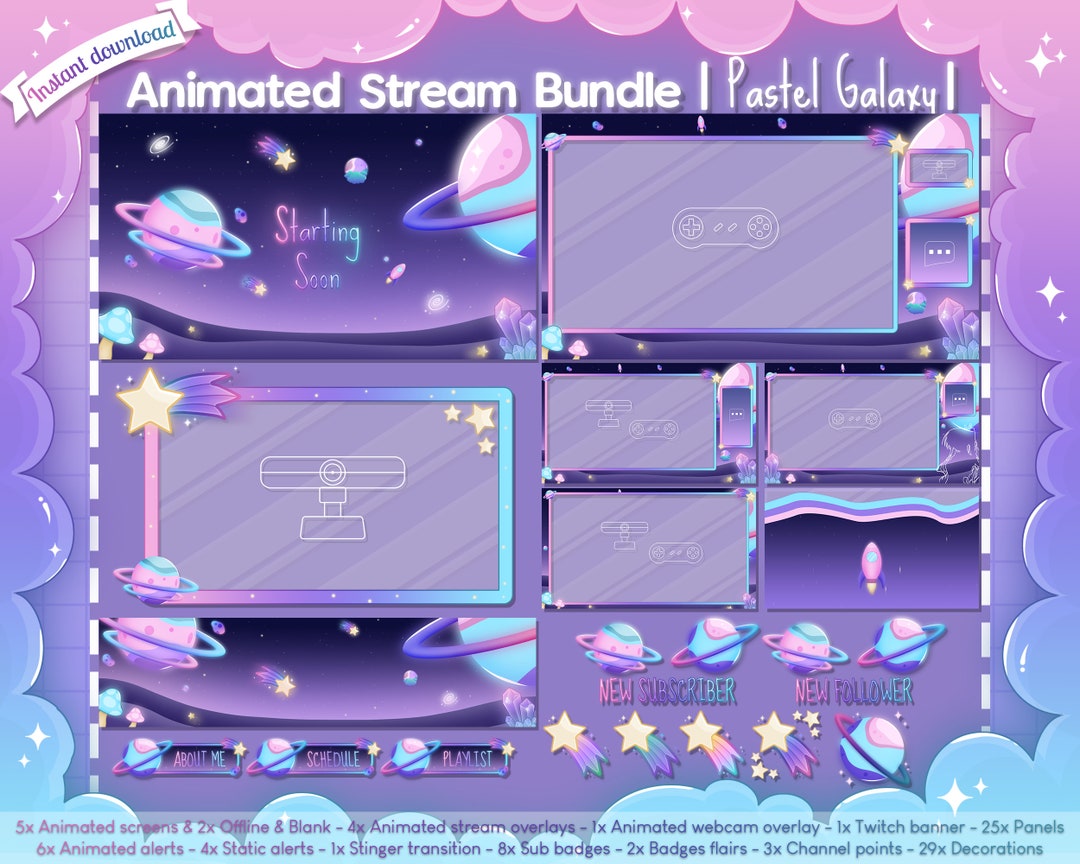 Animated "pastel Galaxy" Complete Stream Bundle - Package - Twitch ...