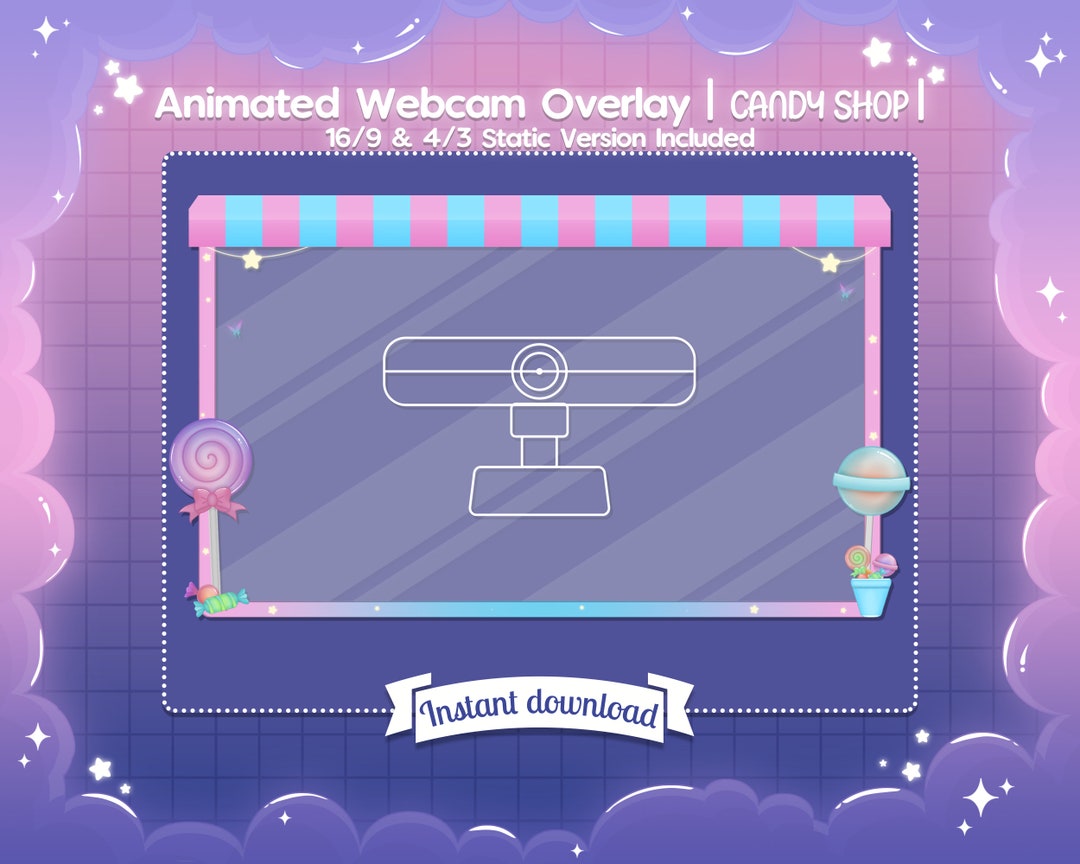 Animated Webcam Overlay "candy Shop" 16/9 & 4/3 - Twitch - Youtube ...