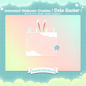 Animated Webcam Overlay cute Easter Twitch Stream Youtube Pastel ...