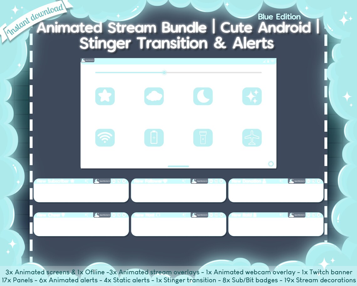 Animated cute Android Blue Edition Complete - Etsy