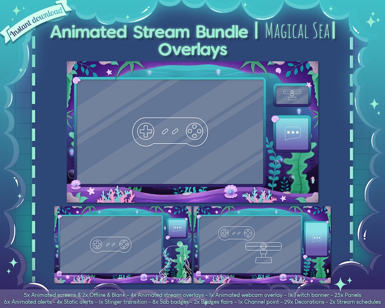 Animated "magical Sea" Complete Stream Bundle - Twitch - Youtube ...