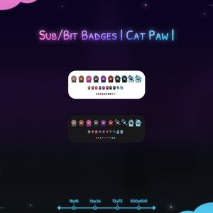 Goth Cat Paw Sub Badges - Twitch - Stream - Dark Pastel - Cute - Kawaii ...